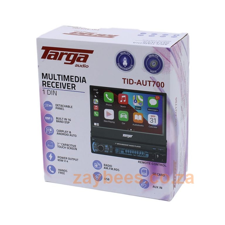 TARGA TID-AUT700 MOTORISED 7″ INDASH ANDROID AUTO & APPLE CARPLAY MEDIA ...